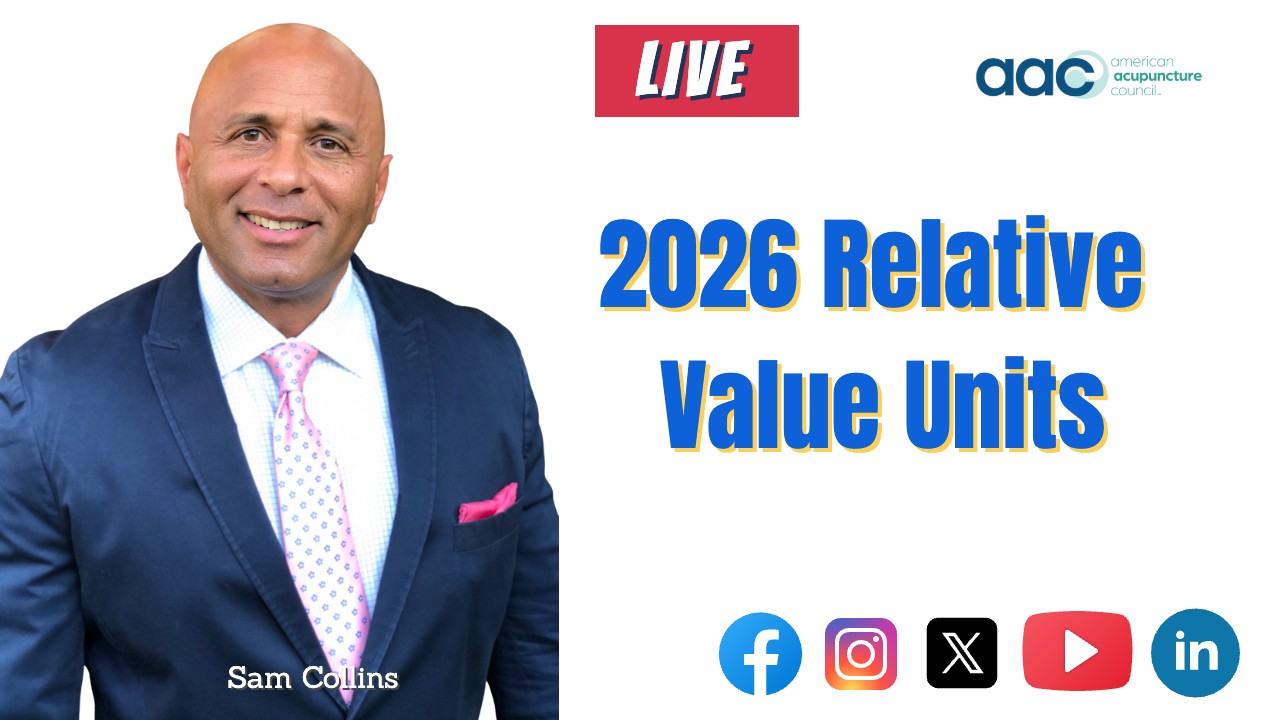 2026 Relative Value Units - Sam Collins - American Acupuncture Council